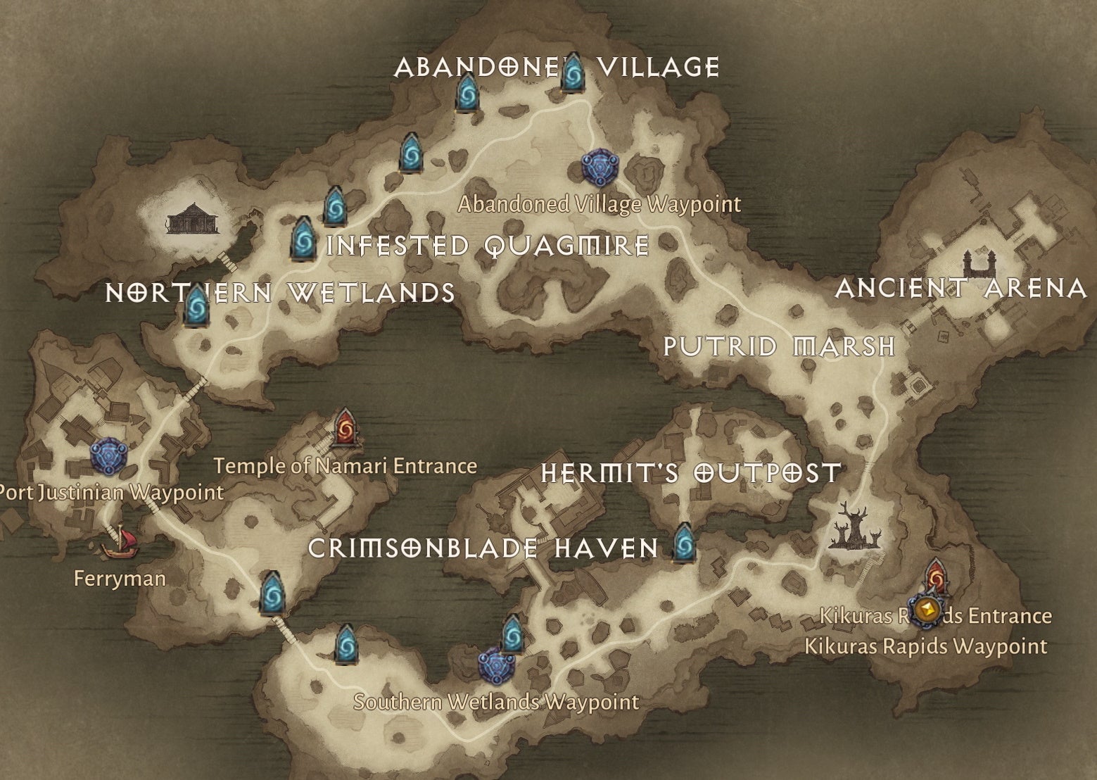 Diablo Immortal Hidden Lair locations including Ashwold Cemetery, Dark ...
