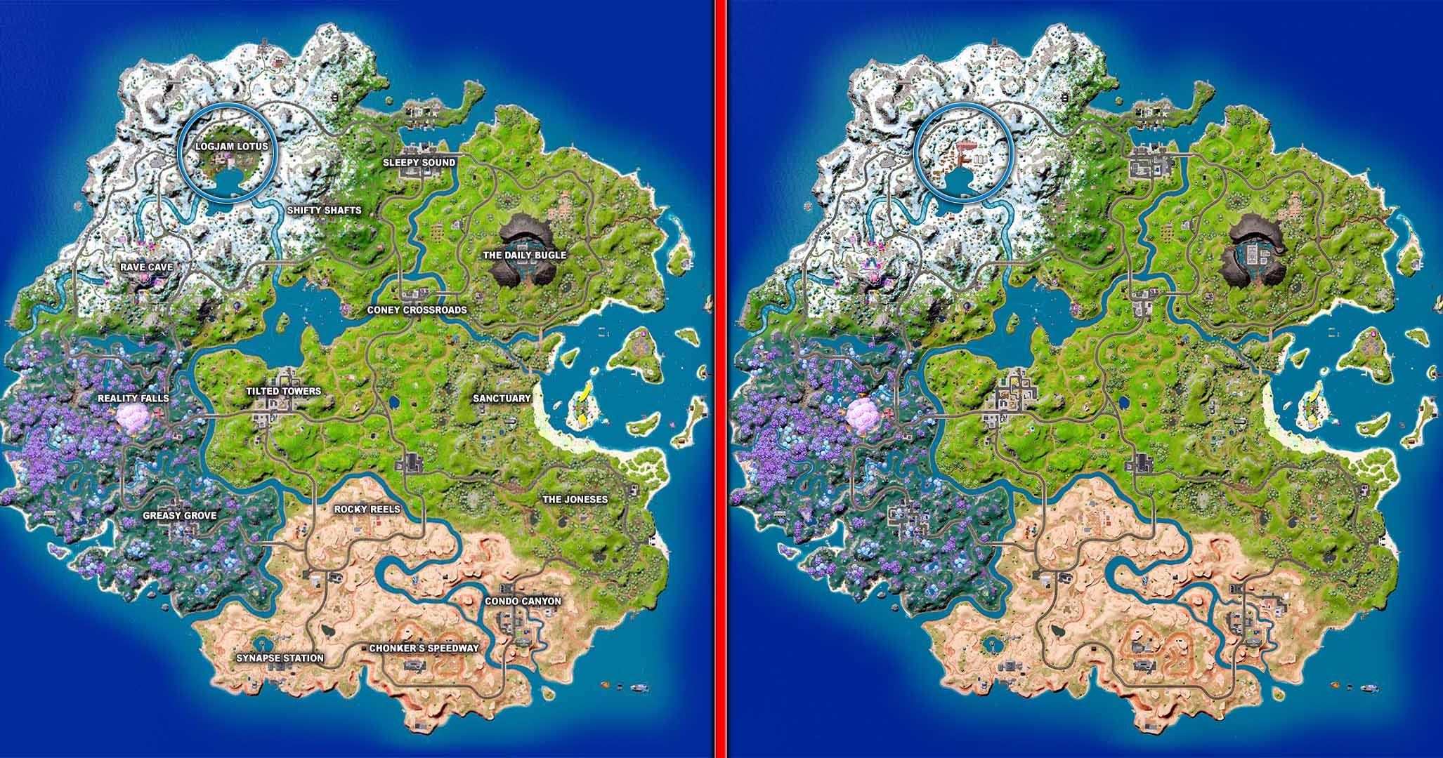 Fortnite: Die Saison 21 Insel im Detail - Logjam Lotus, Tempelblüte und ...