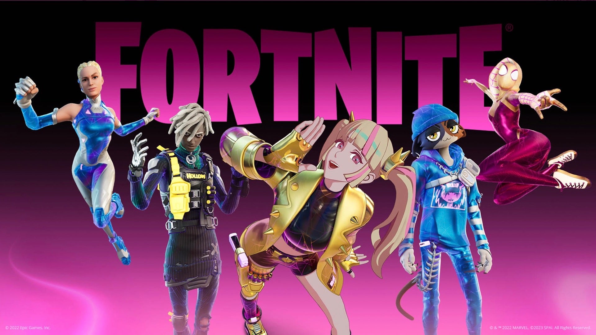 Fortnite Chapter 3 Season 4 Battle Pass skins, including Spider-Gwen ...