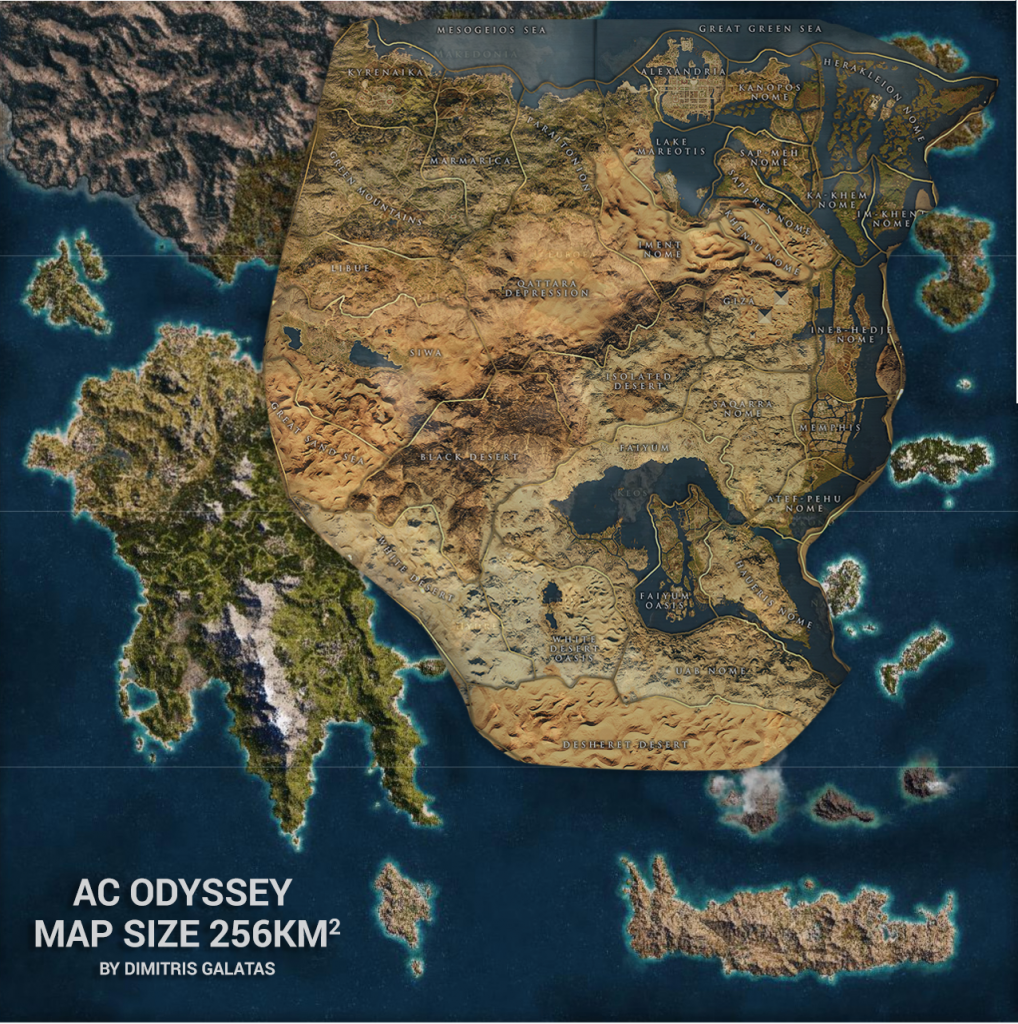 Mapas de Assassin's Creed Odyssey e Origins comparados | Eurogamer.pt