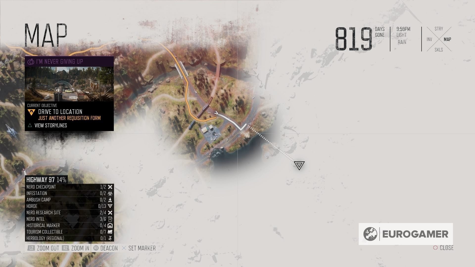 Days Gone Nero Research Site locations, Nero Checkpoint locations and ...