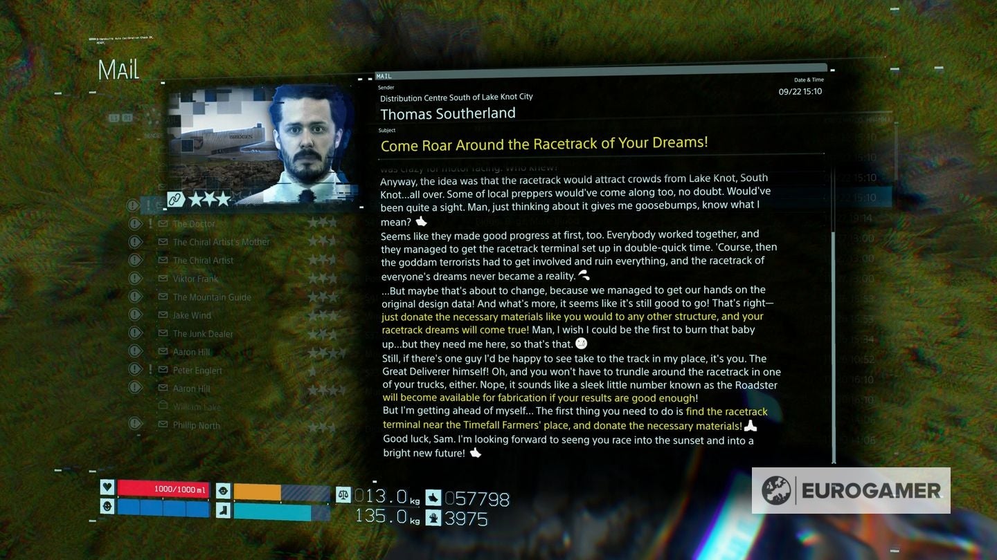 Death Stranding racing mode: How to unlock the race track and Roadster ...