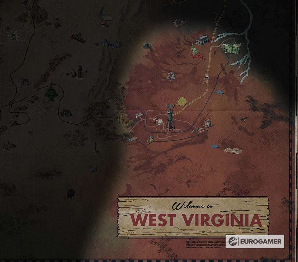 Fallout 76: Karte - Map mit allen Stufenbereichen und Regionen zum ...