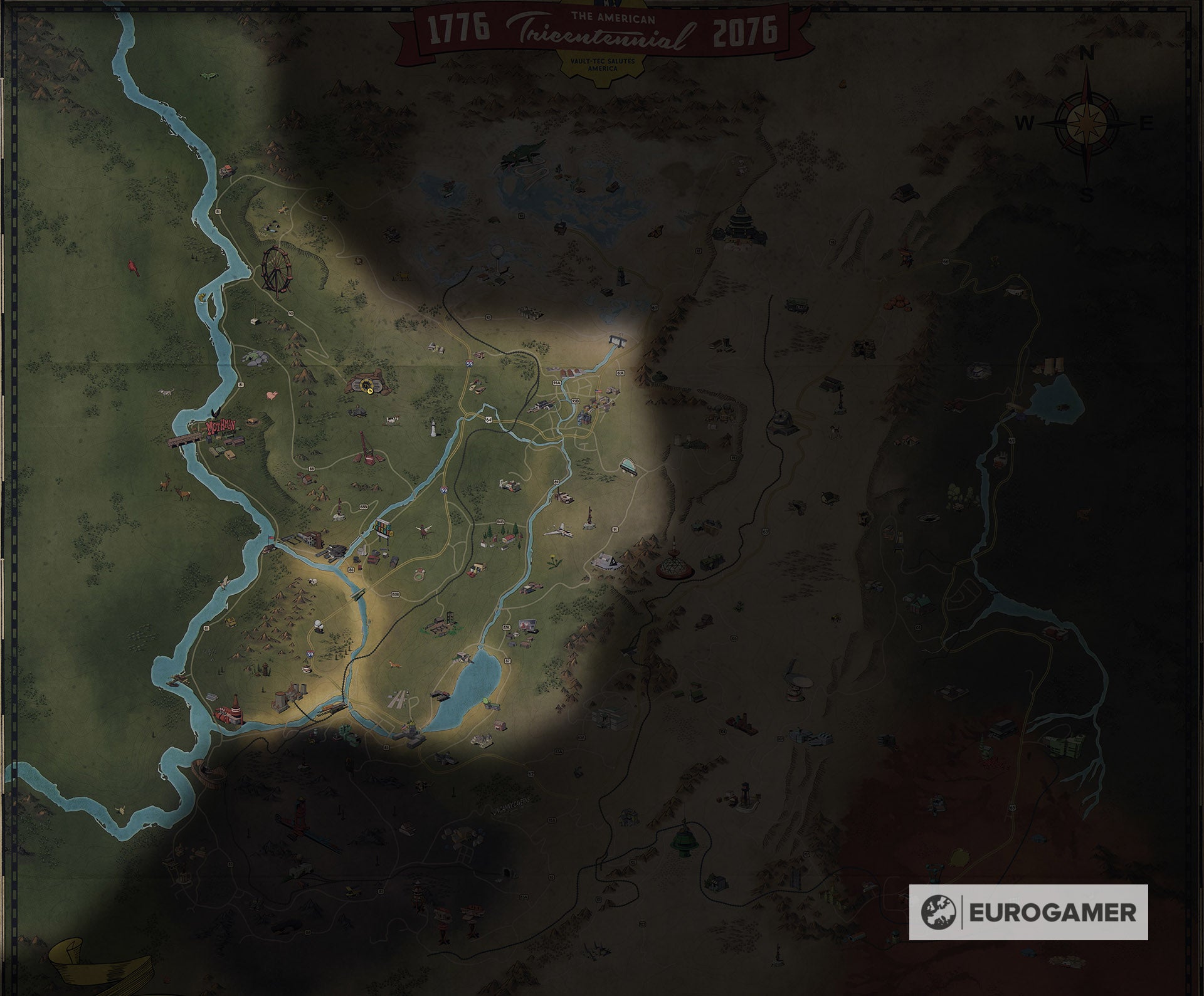 Fallout 76: Karte - Map mit allen Stufenbereichen und Regionen zum ...