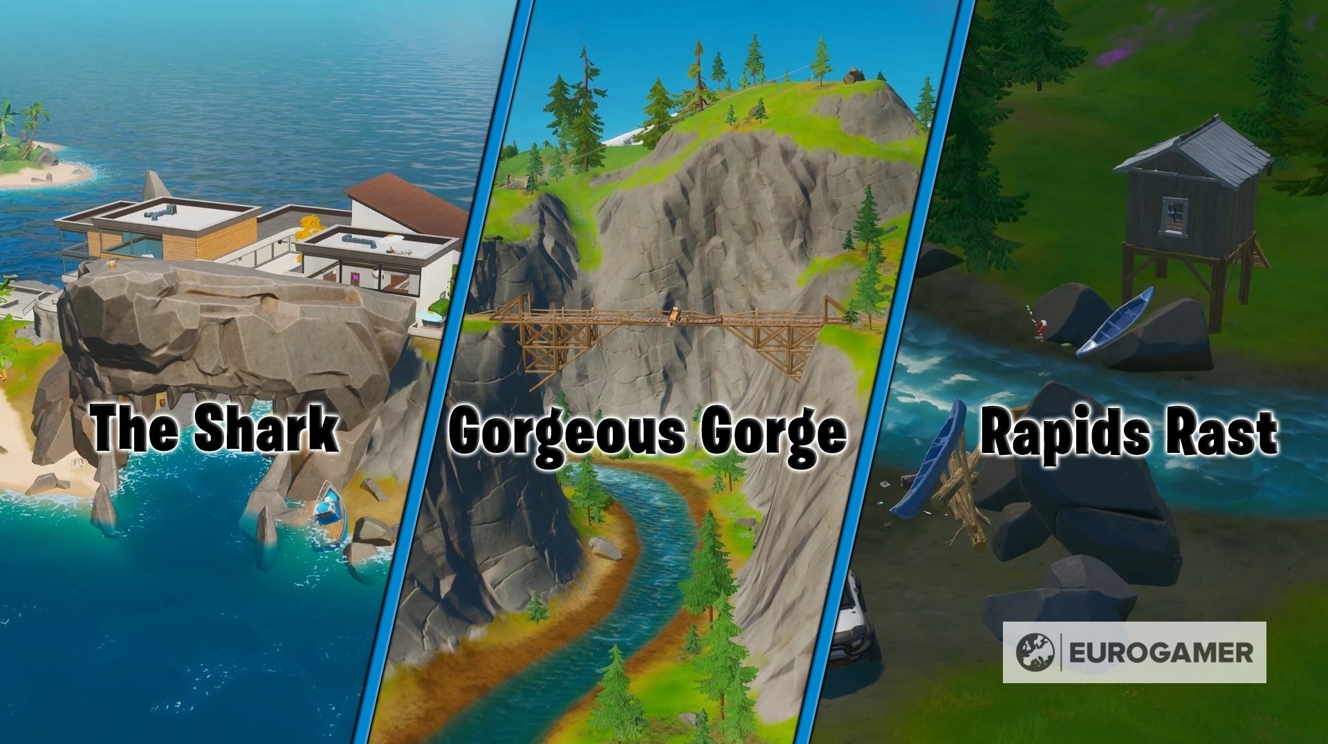 Fortnite: The Shark, Rapids Rast und Gorgeous Gorge besuchen - so geht ...