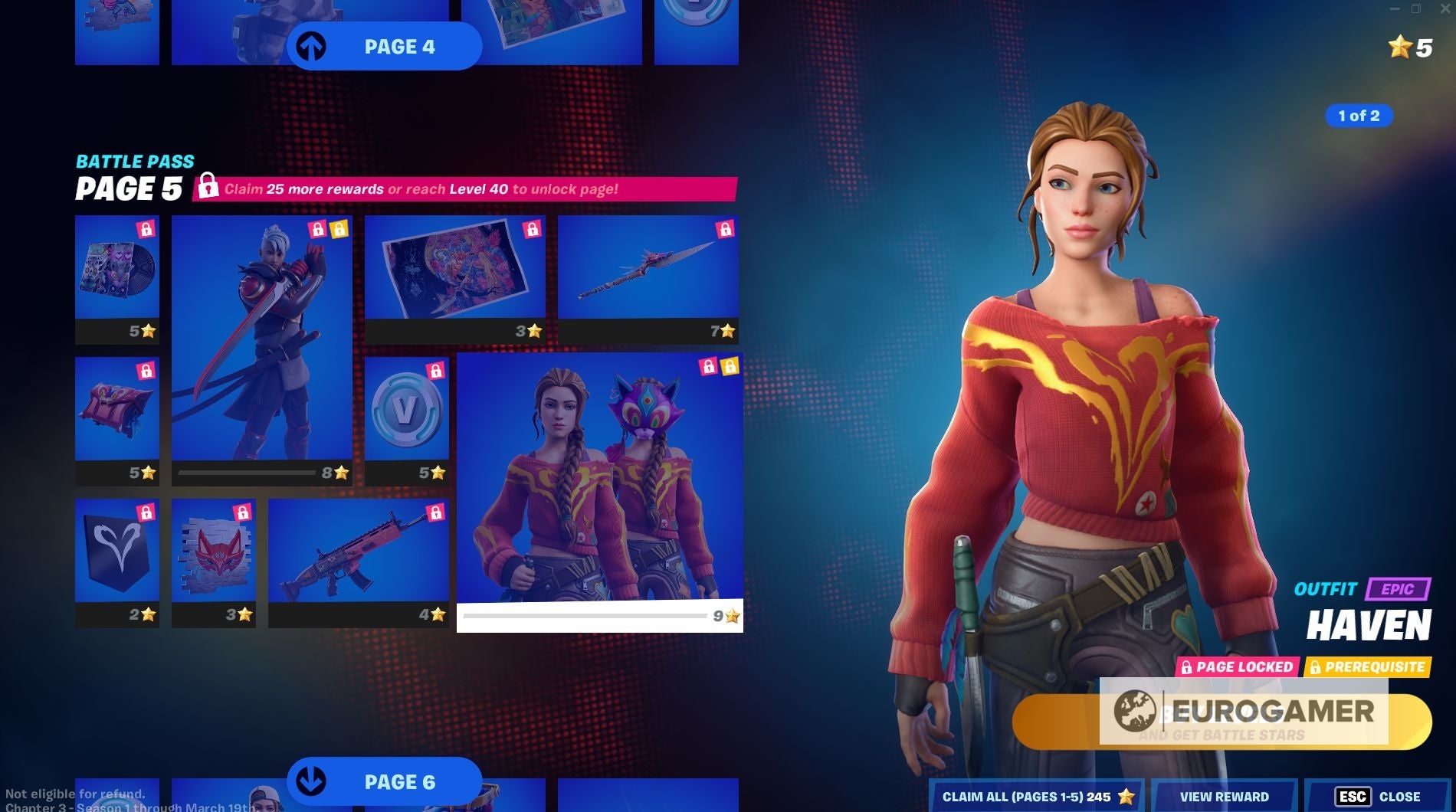 Fortnite Chapter 3 Battle Pass skins, including Shanta, Ronin, Haven ...
