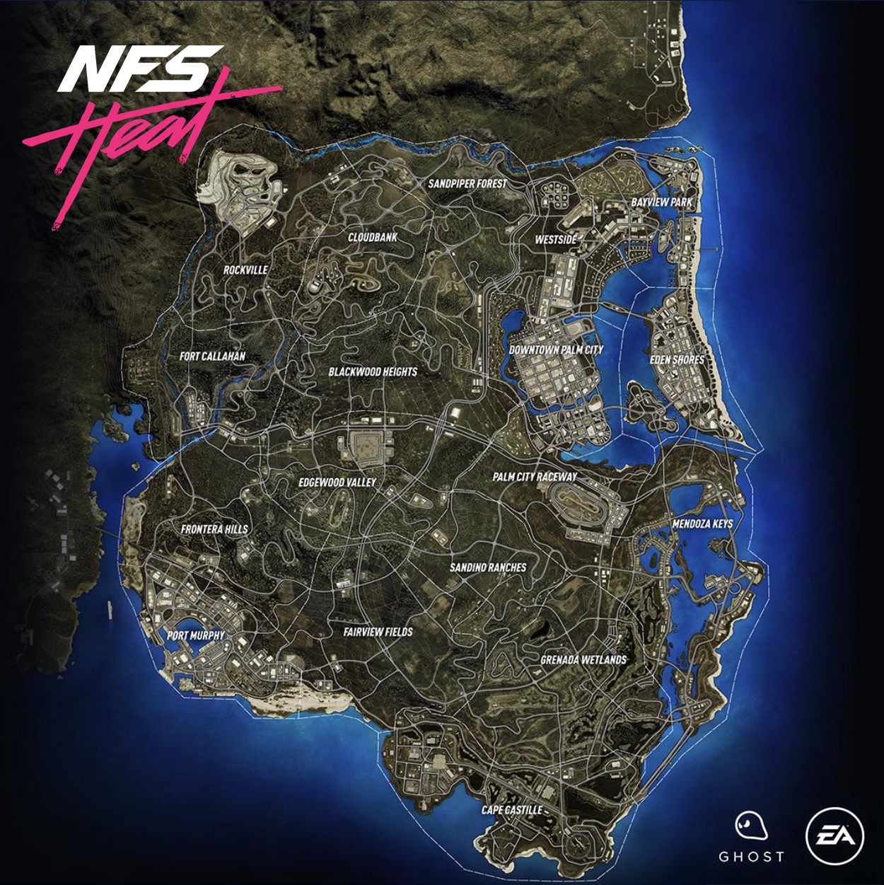 Mapa z Need for Speed Heat. Rzut oka na cały świat gry | Eurogamer.pl