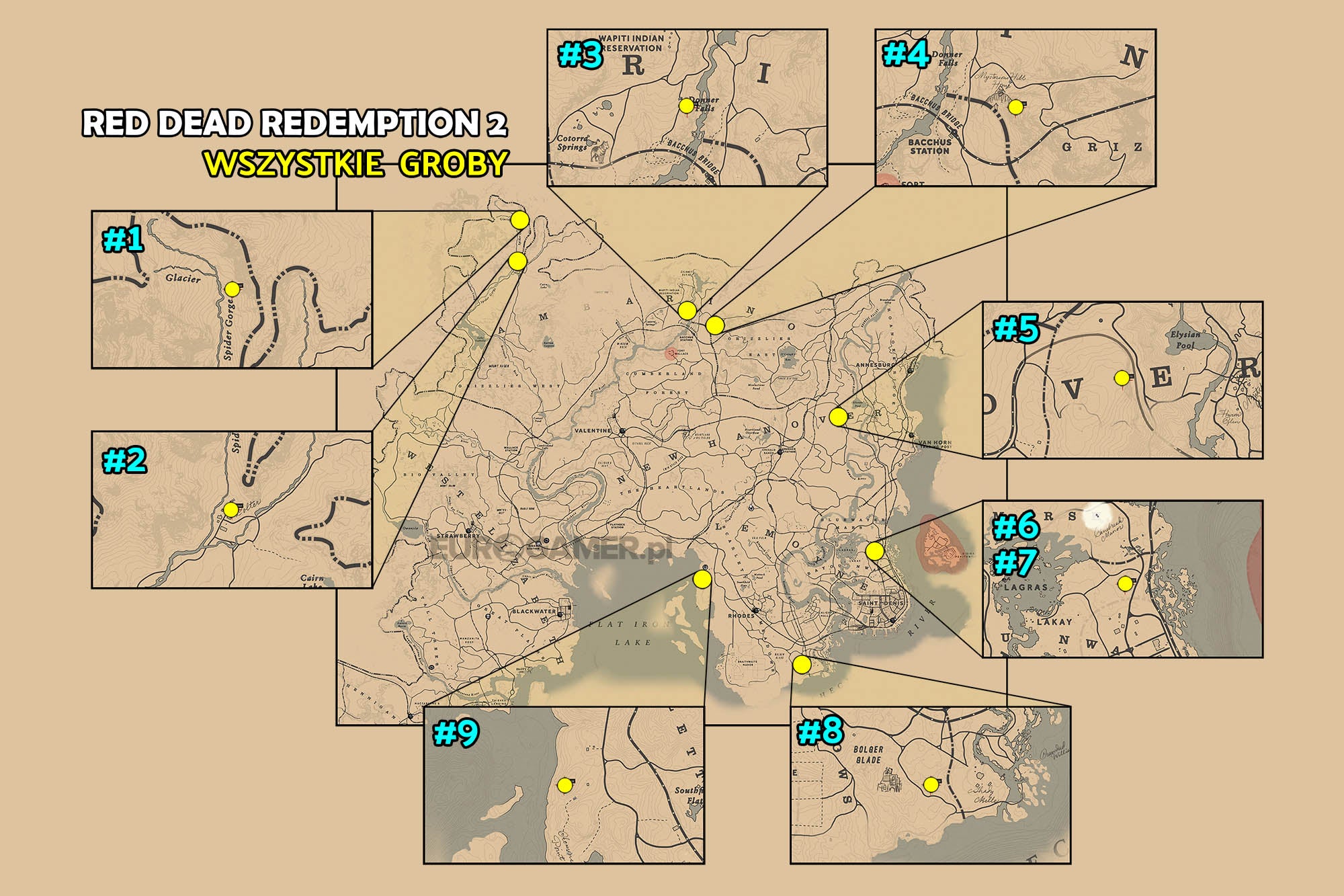 Red Dead Redemption 2 - wszystkie groby (mapa) | Eurogamer.pl