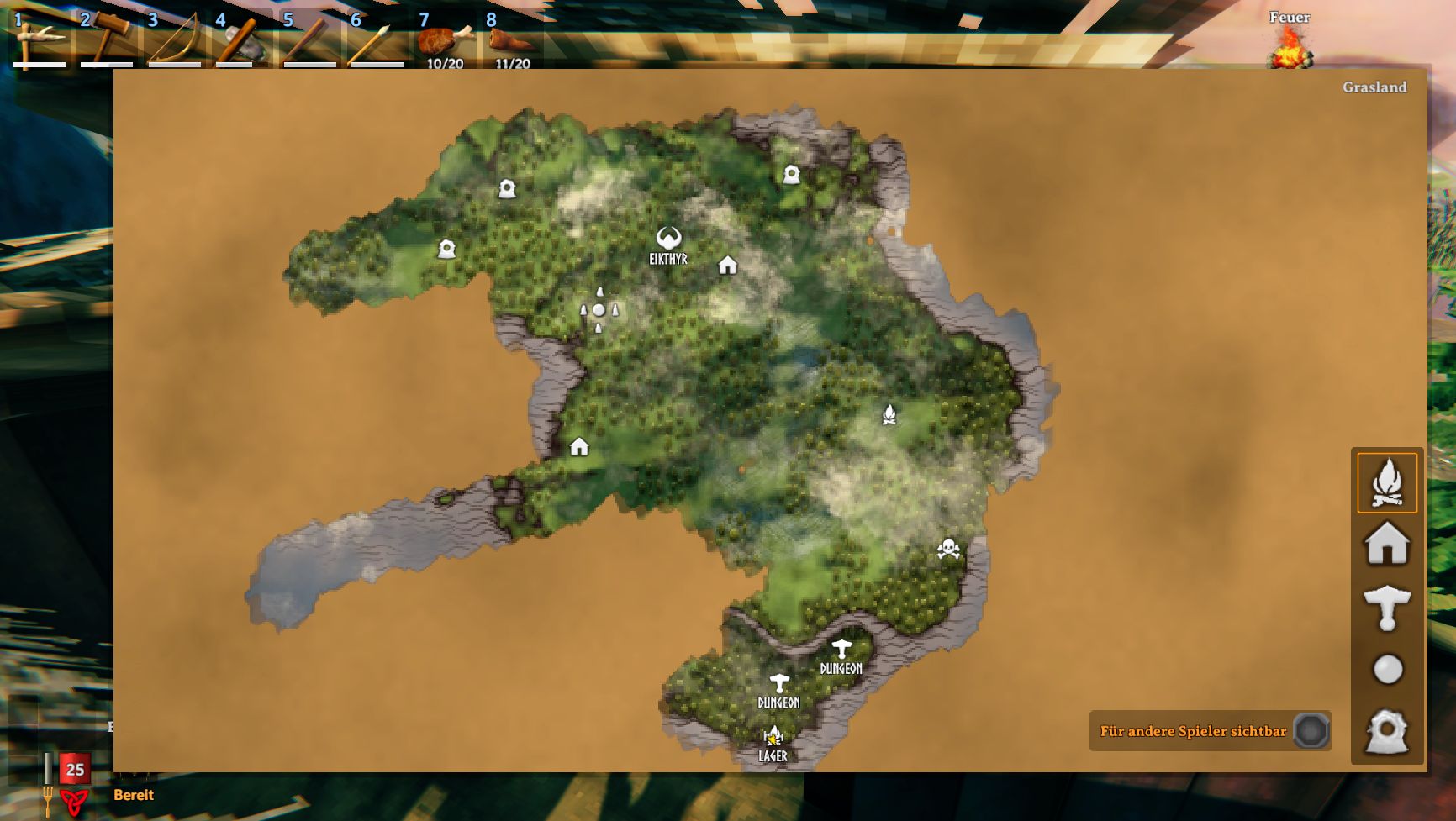 Valheim: Schnellreise (Portale), Weltkarte aufdecken und Markierungen ...