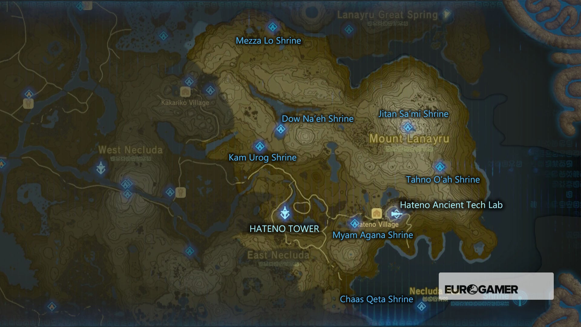 Zelda: Breath of the Wild Shrine locations, Shrine maps for all regions ...